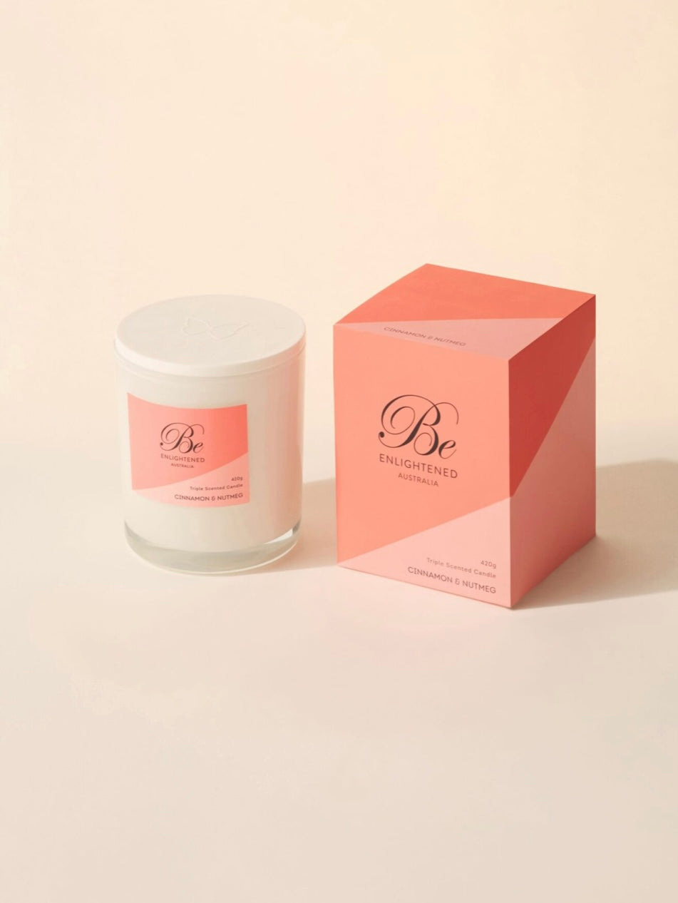 Be Enlightened - Cinnamon & Nutmeg Triple Scented 2 Wick Candle 420g ...