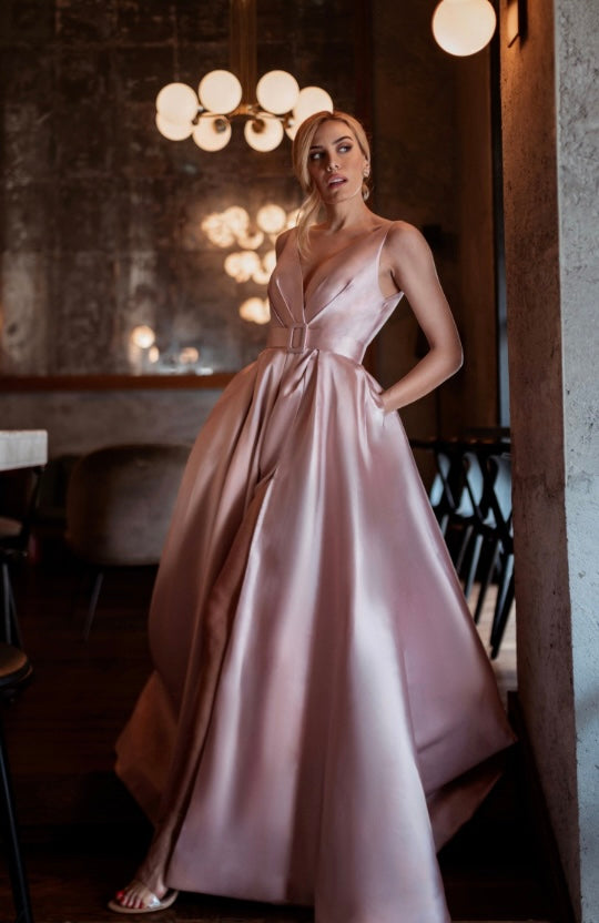 Tina Holly - Satin Buckle Gown - Lilac - BB209 – Jodi Maree Fashion